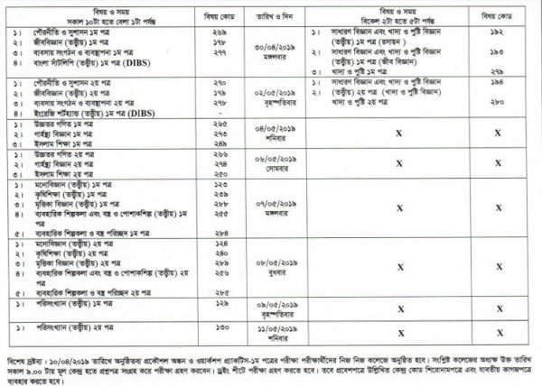 HSC Routine 2018 for Dhaka Chittagong Comilla all boards